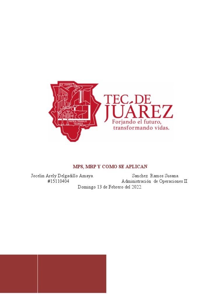 MPR y MPS - Jocelin Delgadillo | PDF | Business | Calidad (comercial)