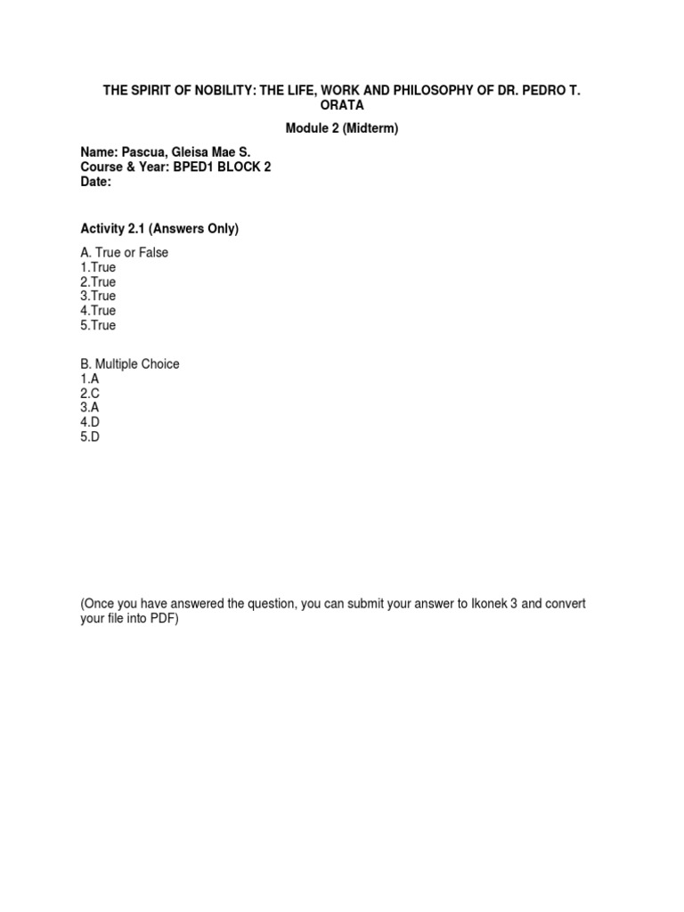 The Life and Philosophy of Dr. Pedro T. Orata: Insights from a Midterm ...