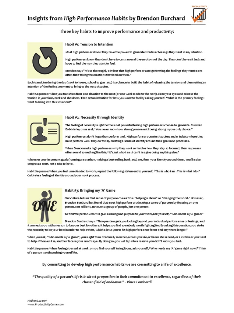 High Performance Habits | PDF | Feeling | Habits