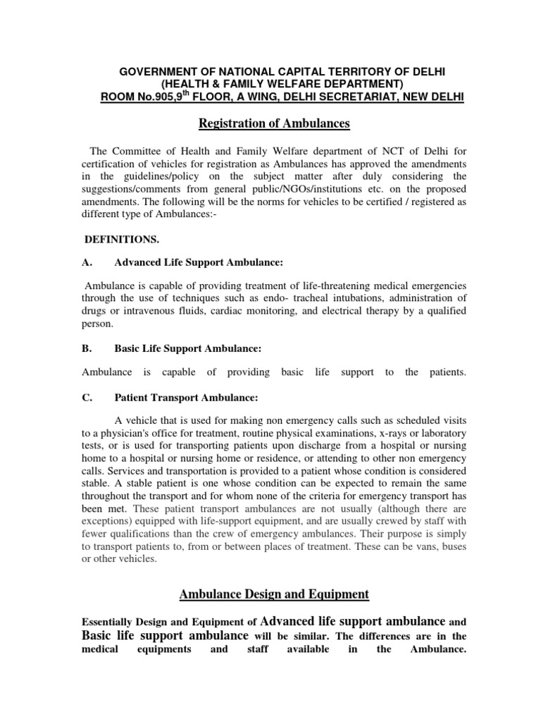 Indian Ambulance Specification | PDF | Ambulance | Medicine