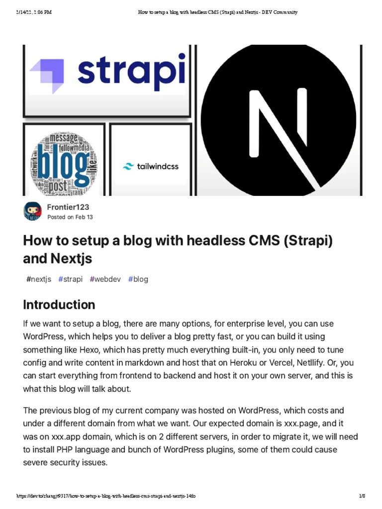 How To Setup A Blog With Headless CMS (Strapi) and Nextjs - DEV Community | PDF | Word Press ...