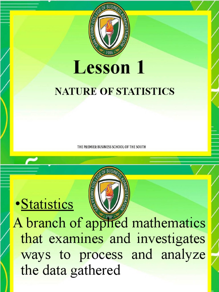 Lesson 1. Nature of Statistics | PDF | Statistics | Level Of Measurement