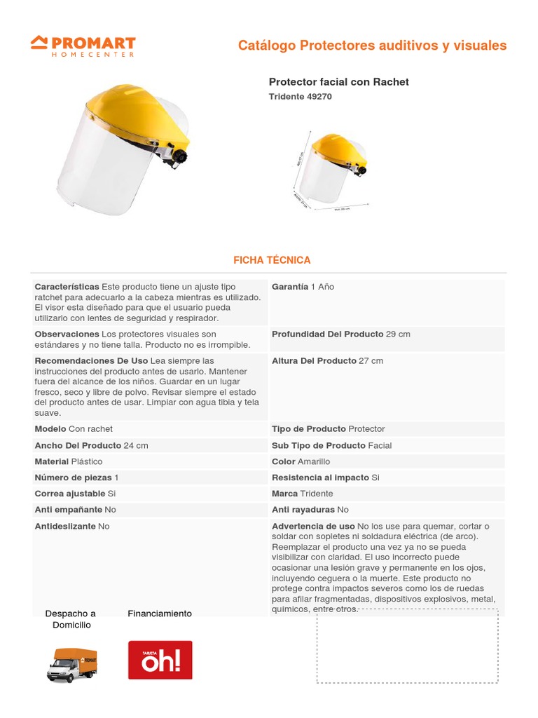 Ficha Técnica Careta de Esmerilar TRIDENTE | PDF | Soldadura | Construcción