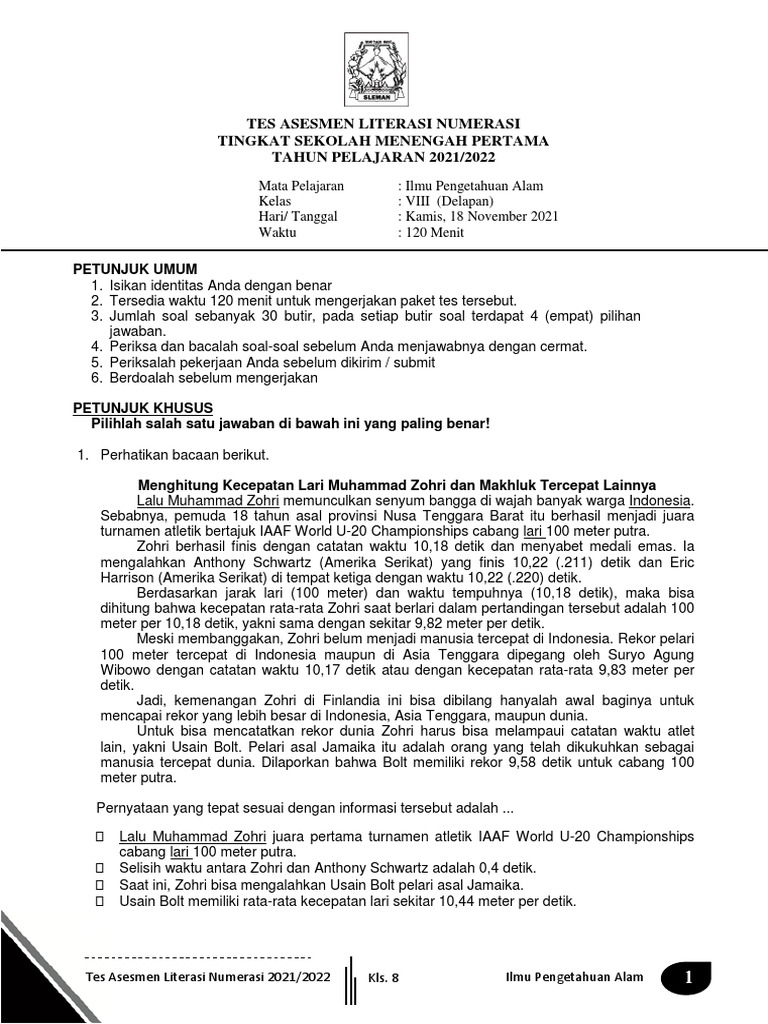 Contoh Asesment Ipa 8 | PDF