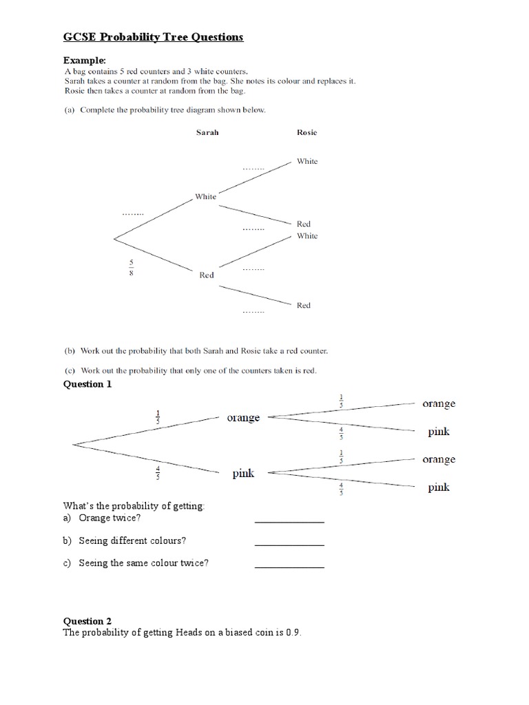 GCSE ProbabilityTreesWorksheet | PDF | Probability | Mathematics