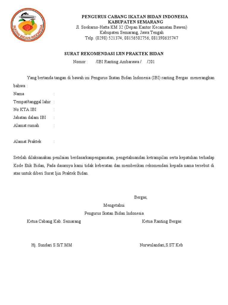 Blangko SIP SIK Bidan | PDF