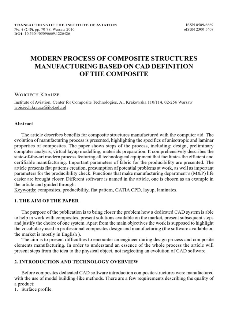 MoDern Process of coMPosite Structures ManufacturinG BaseD On Cad ...