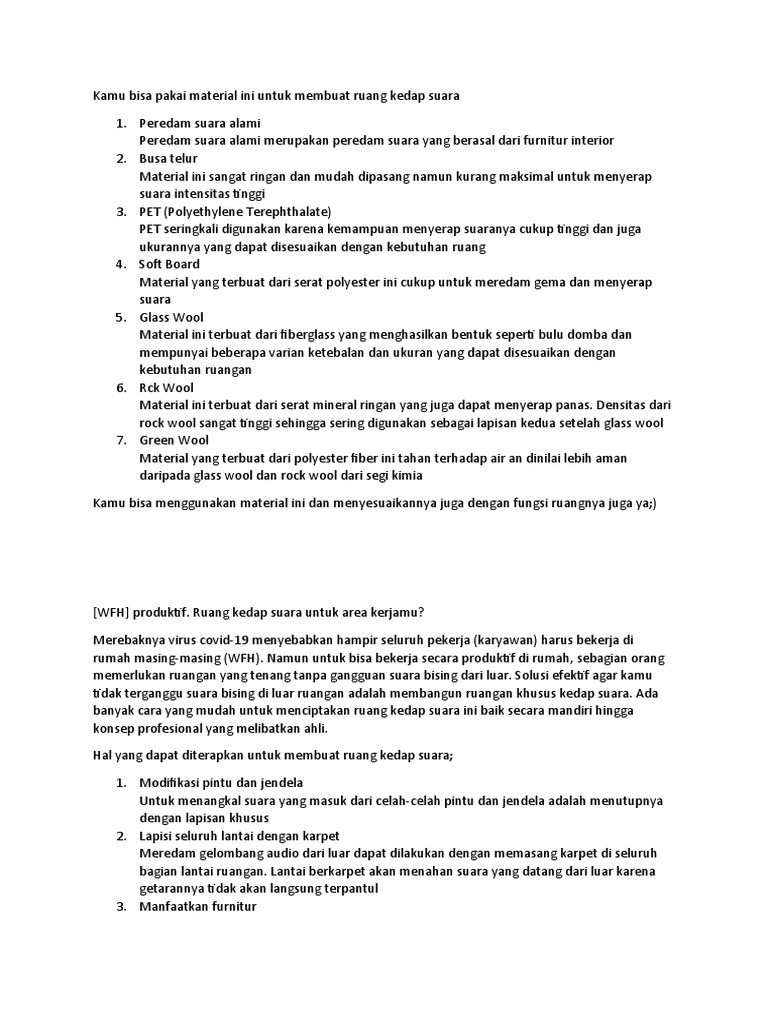 Tips Ruang Kedap Suara untuk WFH | PDF | Griya & Taman | Seni