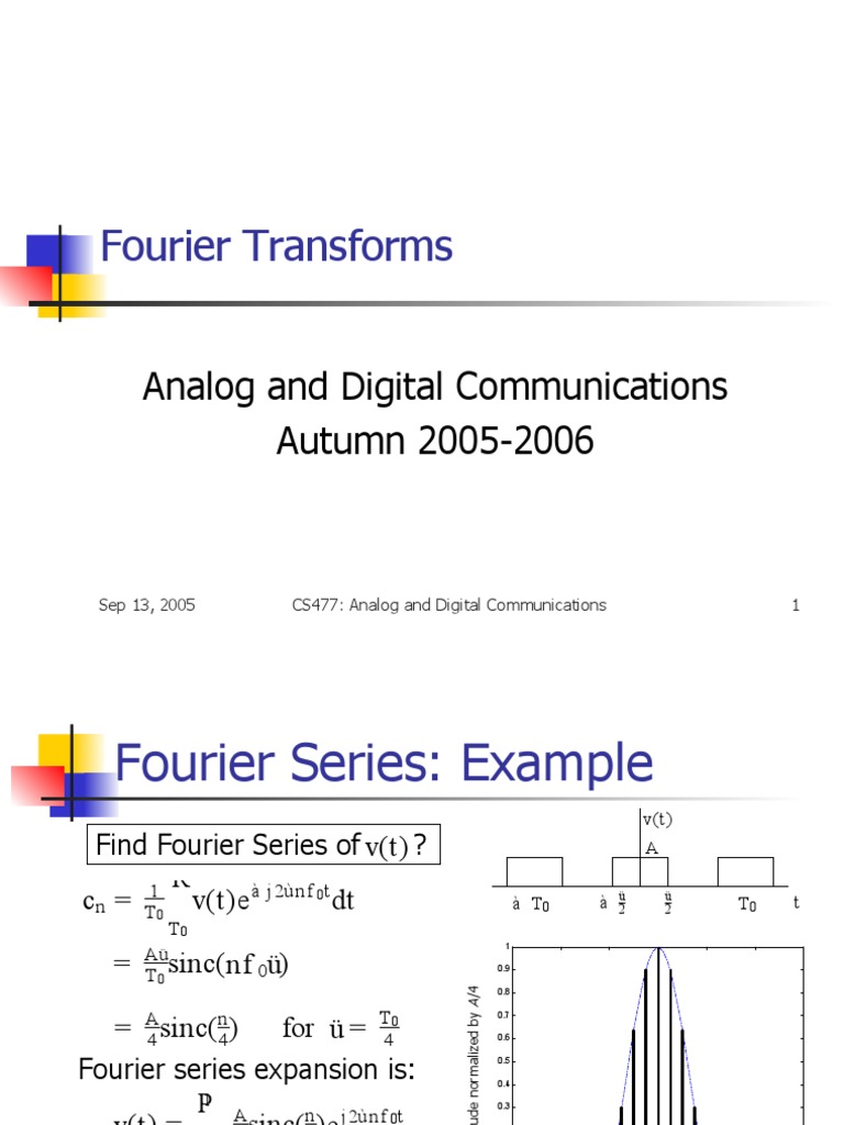 Fourier Transforms Analog And Digital Communications Autumn 2005 2006