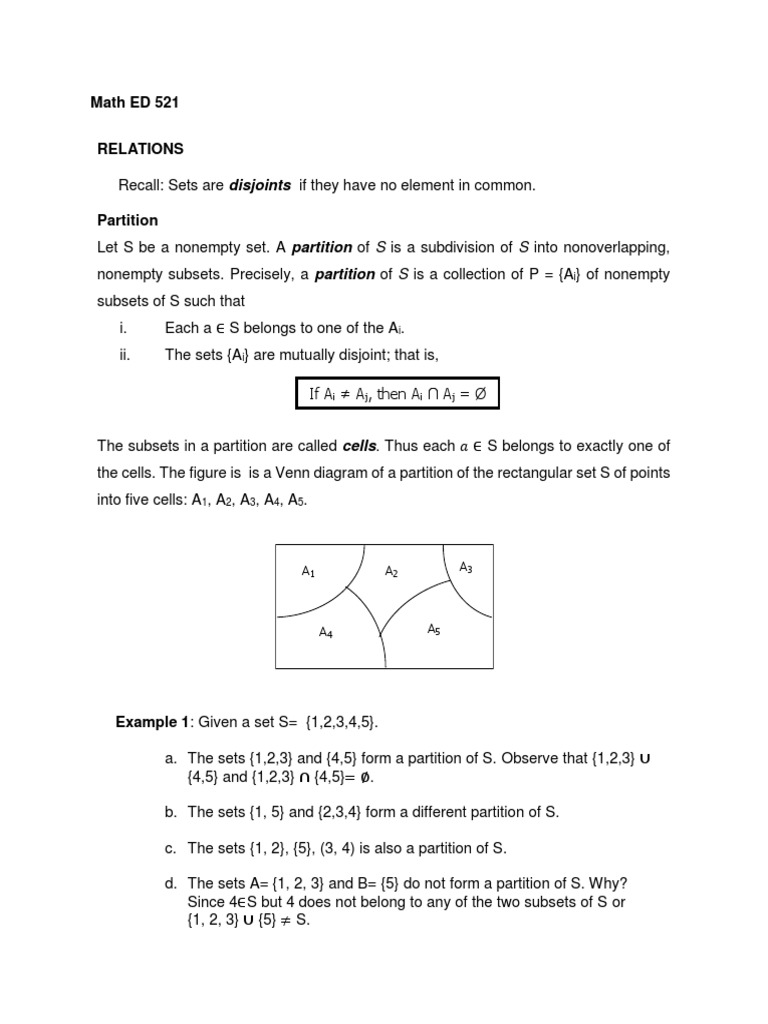 Math Ed 521 - Relations | PDF | Set (Mathematics) | Integer