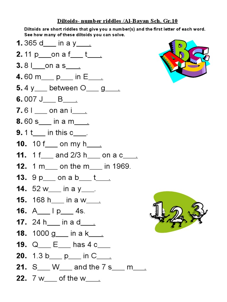 Diltoids Numberletter Puzzles | PDF