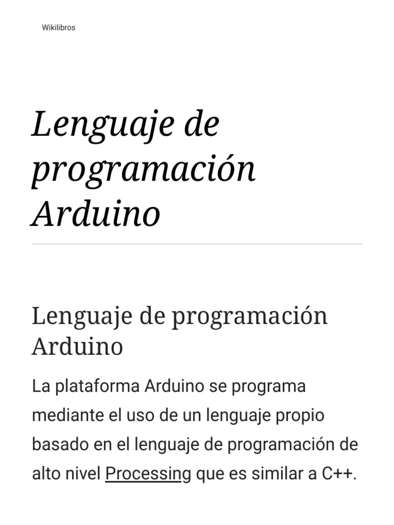 Lenguaje De Programación Arduino Wikilibros Pdf Arduino Lenguaje De Programación