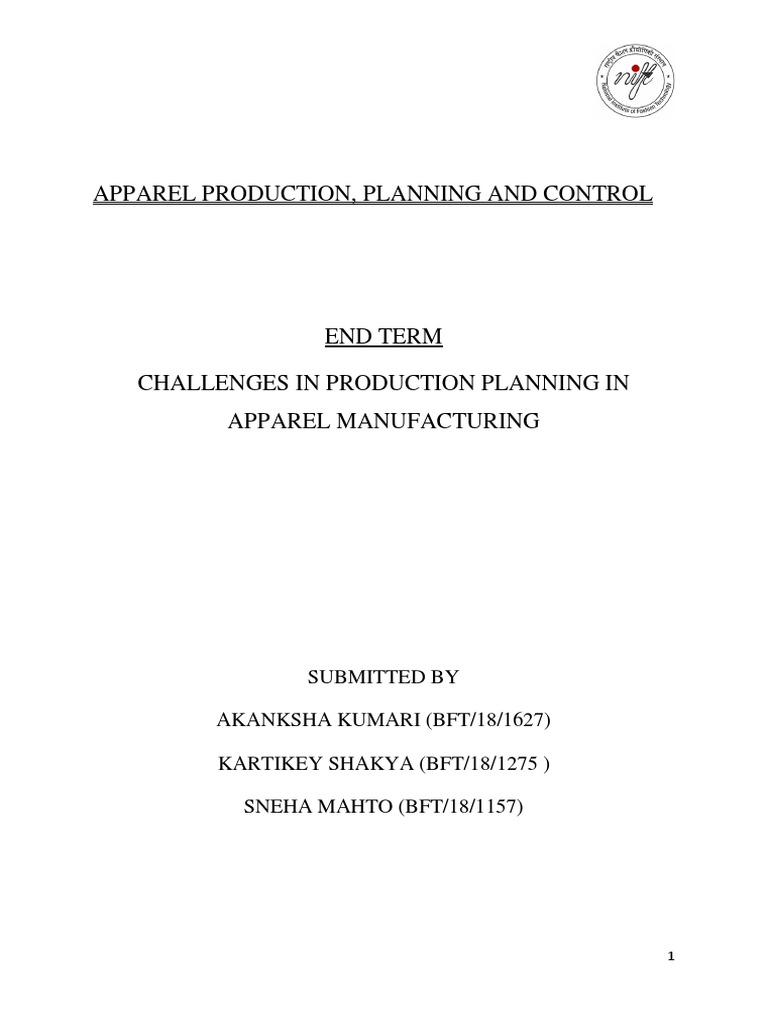 Apparel Production Planning And Control Pdf Inventory Scheduling