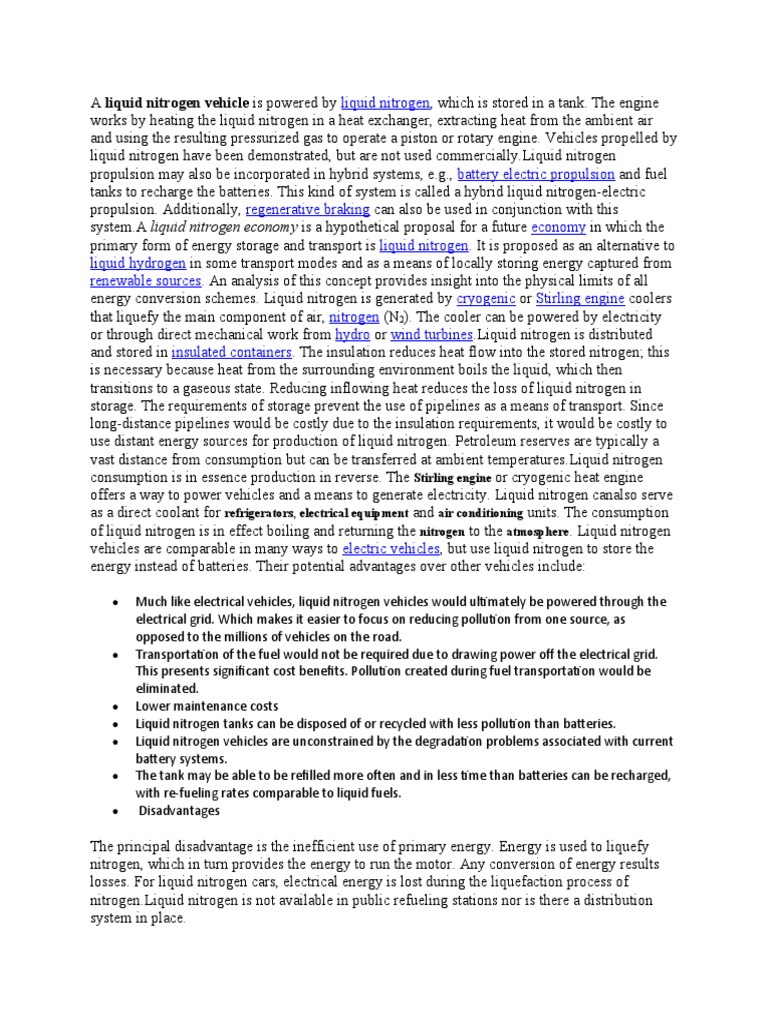 A Liquid Nitrogen Vehicle | PDF | Energy Technology | Mechanical ...
