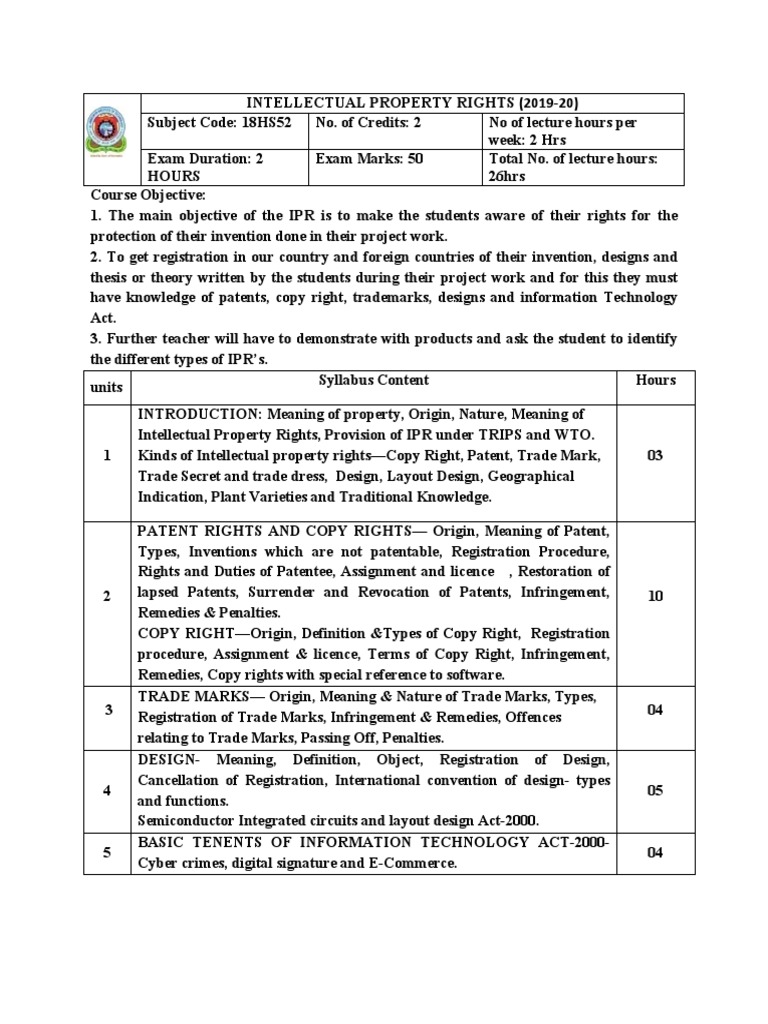 Complete IPR NOTES - 2 | PDF | Copyright | Intellectual Property