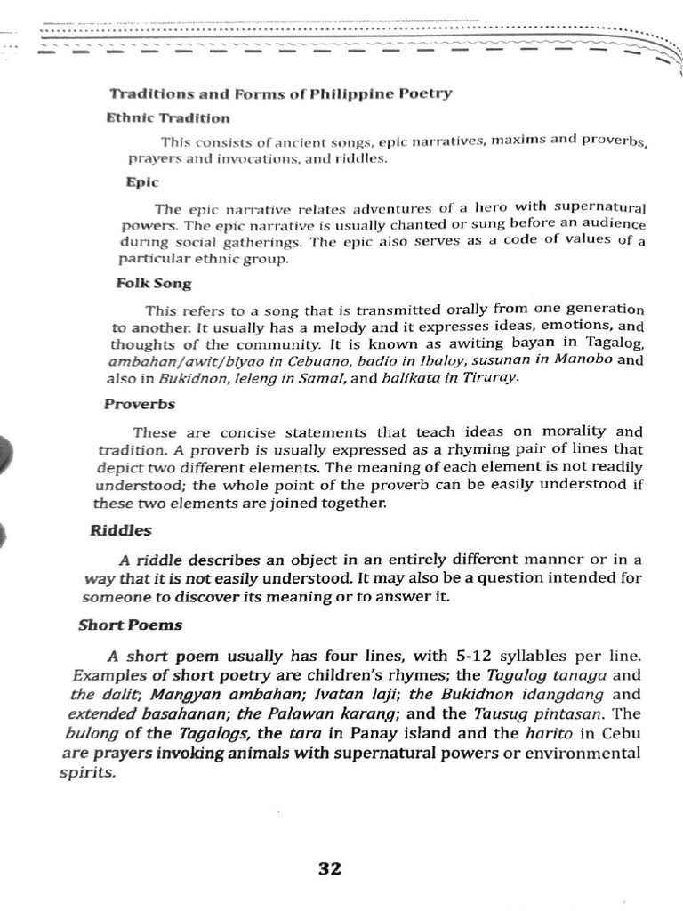 Traditional Forms of Philippine Literature | PDF