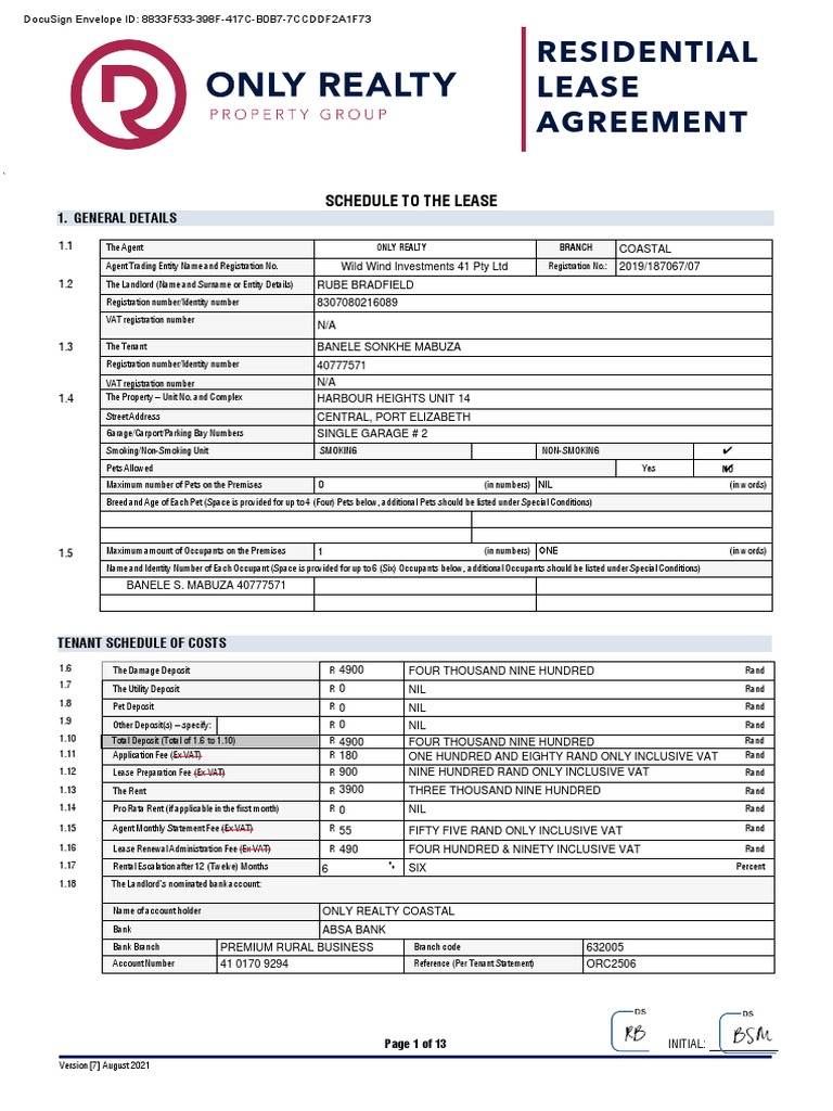RESIDENTIAL LEASE AGREEMENT Guidelines | PDF | Lease | Leasehold Estate