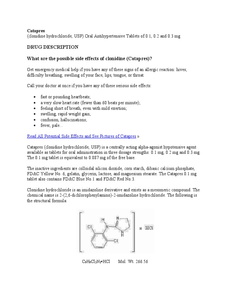 Potential Side Effects of Clonidine (Catapres): A Comprehensive Review ...