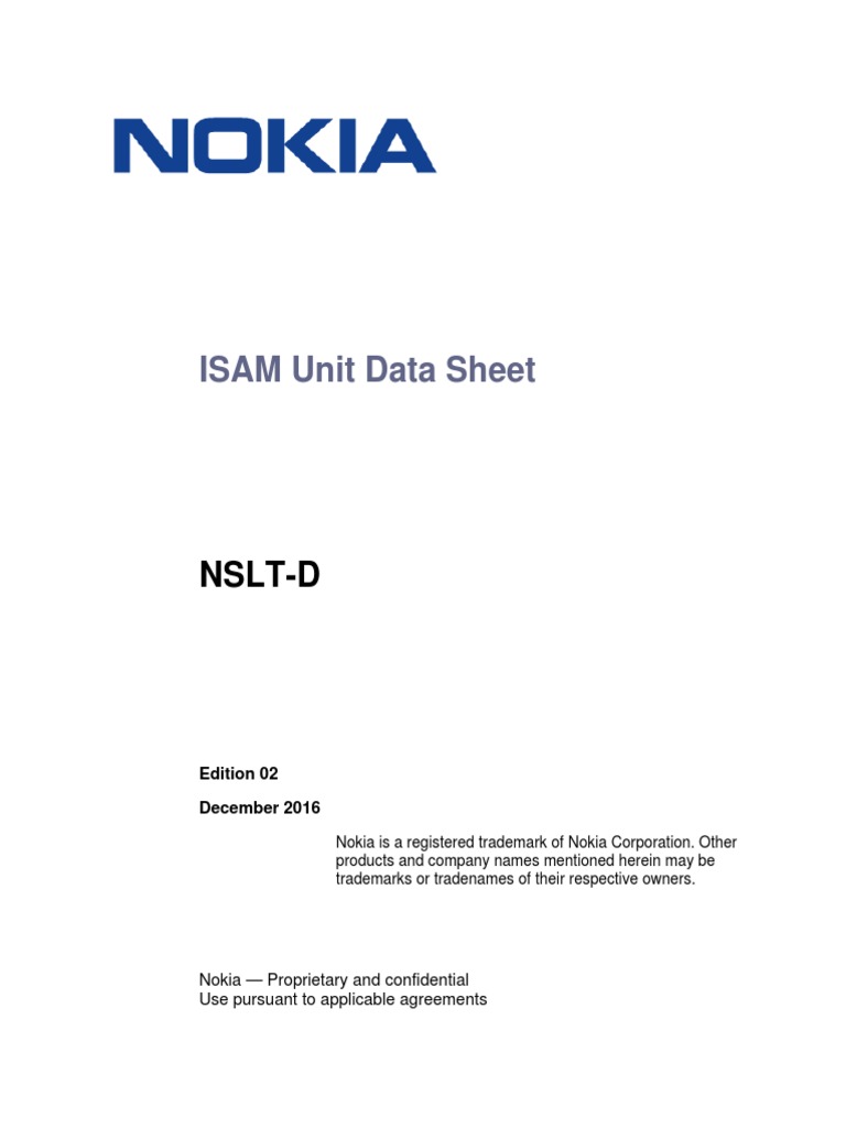 3FE-72049-AAAA-TQZZA-02-NSLT-D Unit Data Sheet | PDF | Fiber To The X | Digital Subscriber Line
