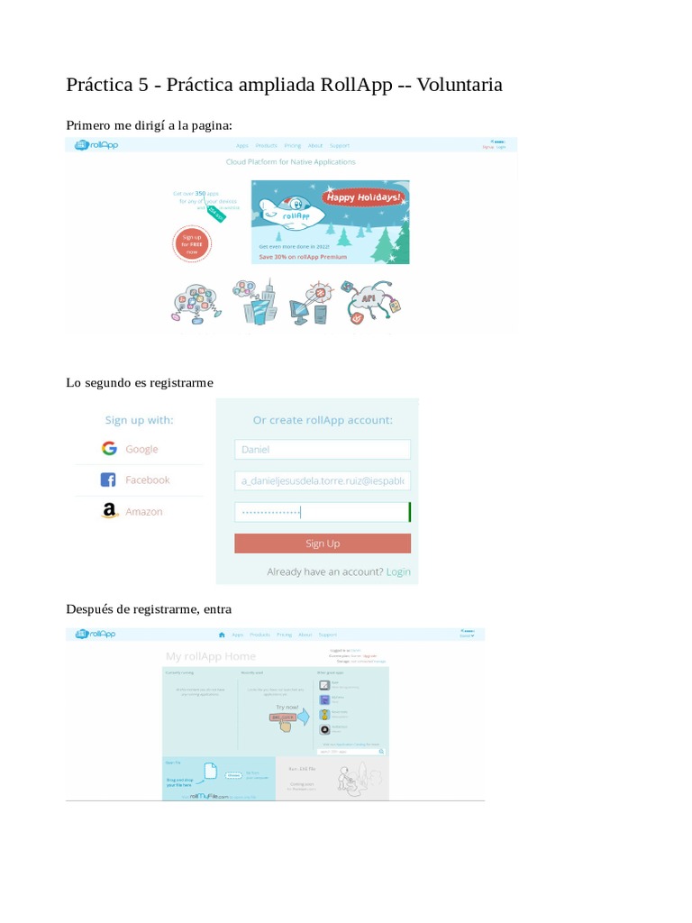 Práctica 5 - Práctica Ampliada RollApp - Voluntaria | PDF