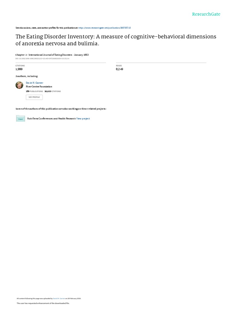 Eating Disorder Inventory Analysis | PDF | Wellness
