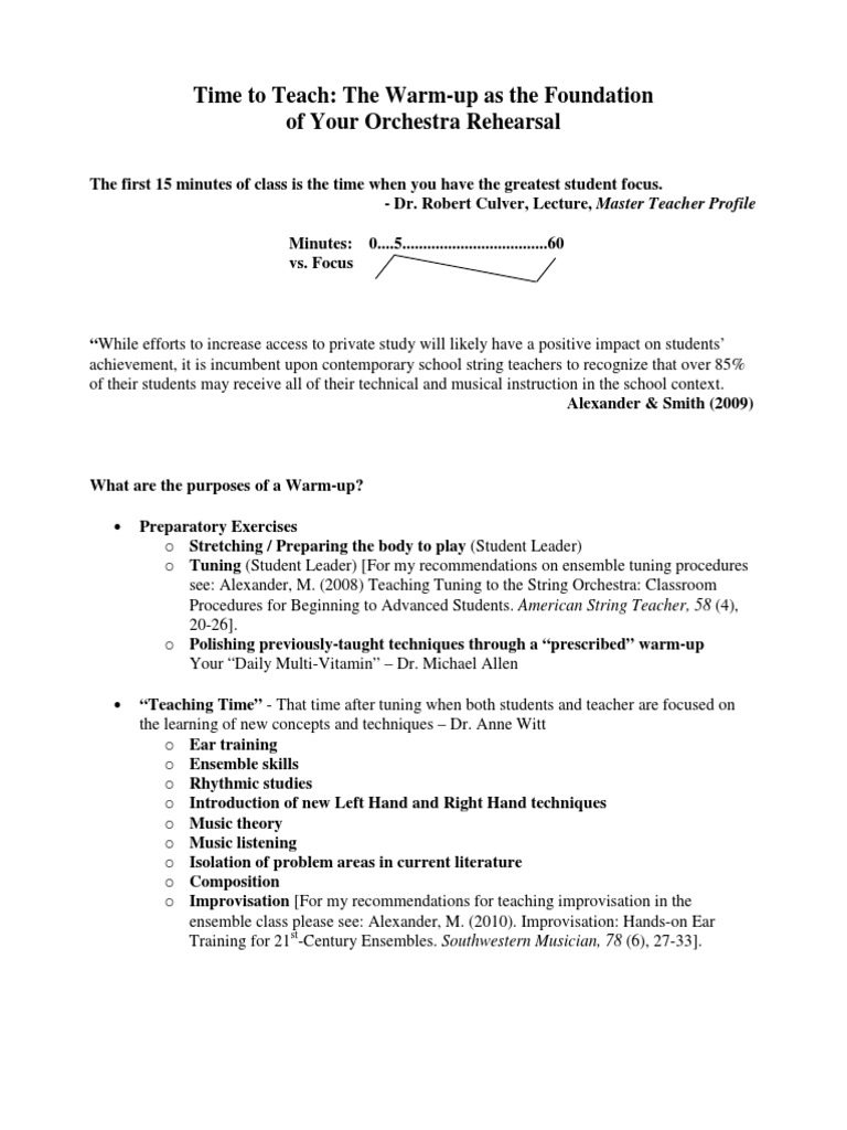 Time to Teach: The Warm-up Foundation | PDF | Orchestras | Music Theory