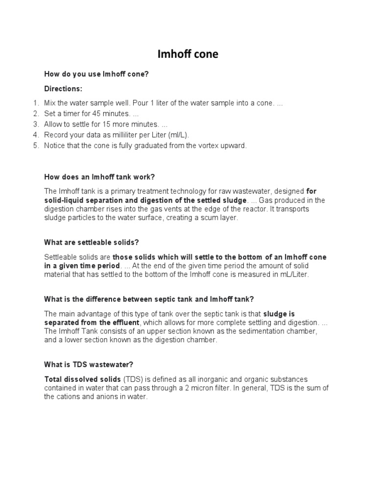 Imhoff Cone | PDF | Sewage Treatment | Septic Tank