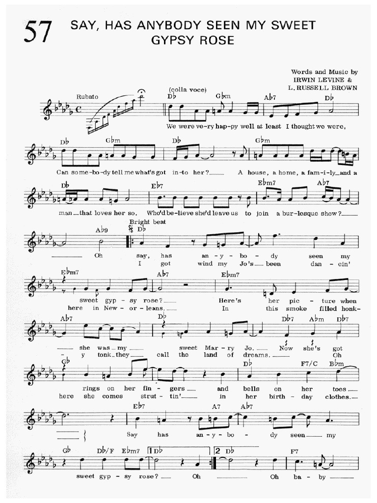 Say, Has Anyone Seen My Sweet Gypsy Rose | PDF