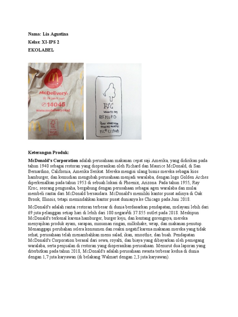 Ekolabel - Lia Agustina Xi Ips 2 | PDF