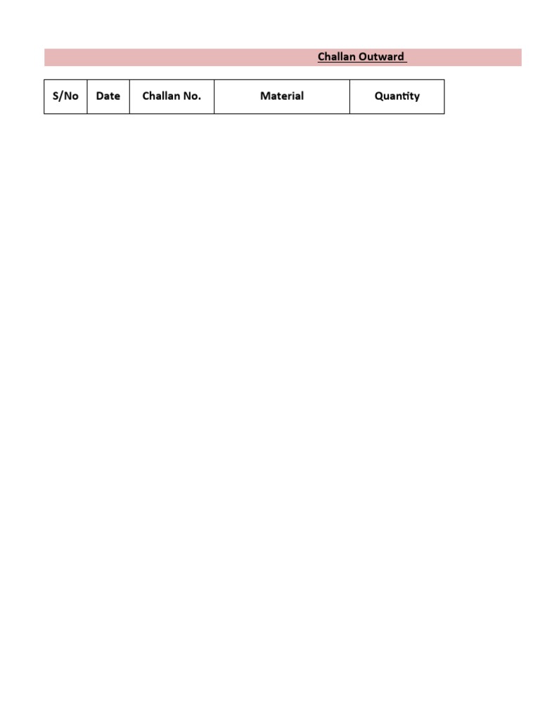 Challan Inward-Outward Format | PDF