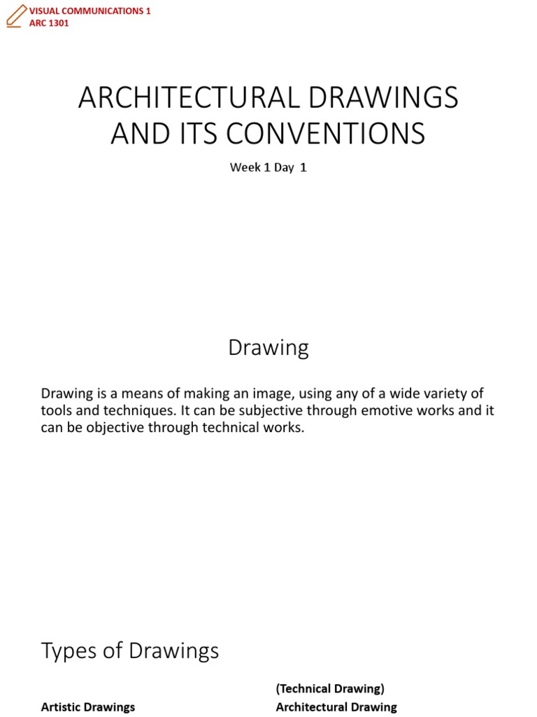 Architectural Drawings and Its Conventions: Week 1 Day 1 | PDF ...