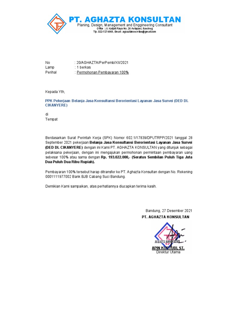 Surat Permohonan Pembayaran | PDF