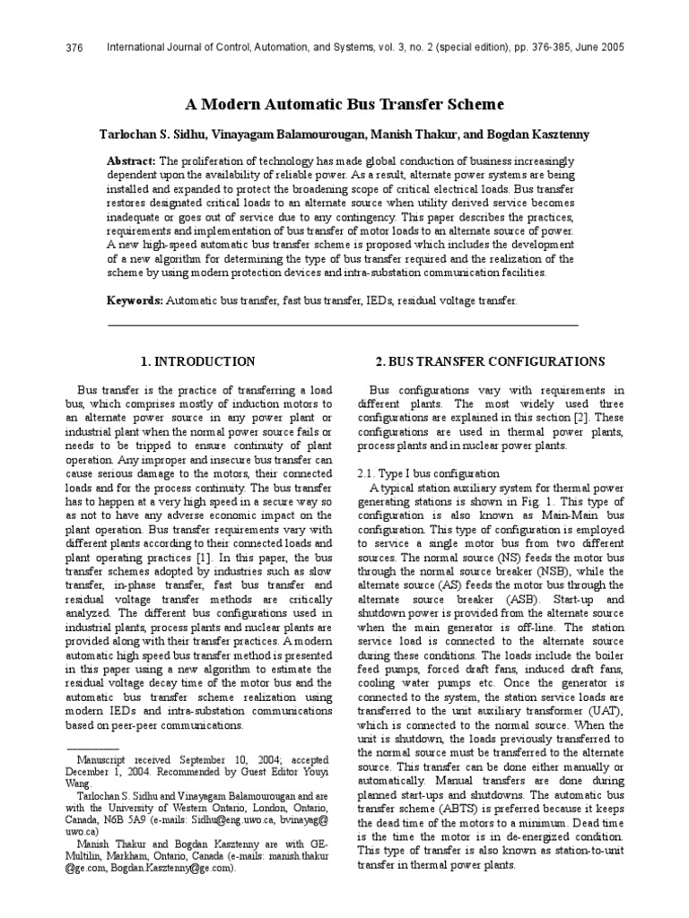 Auto Transfer Scheme | PDF | Electric Motor | Electric Power