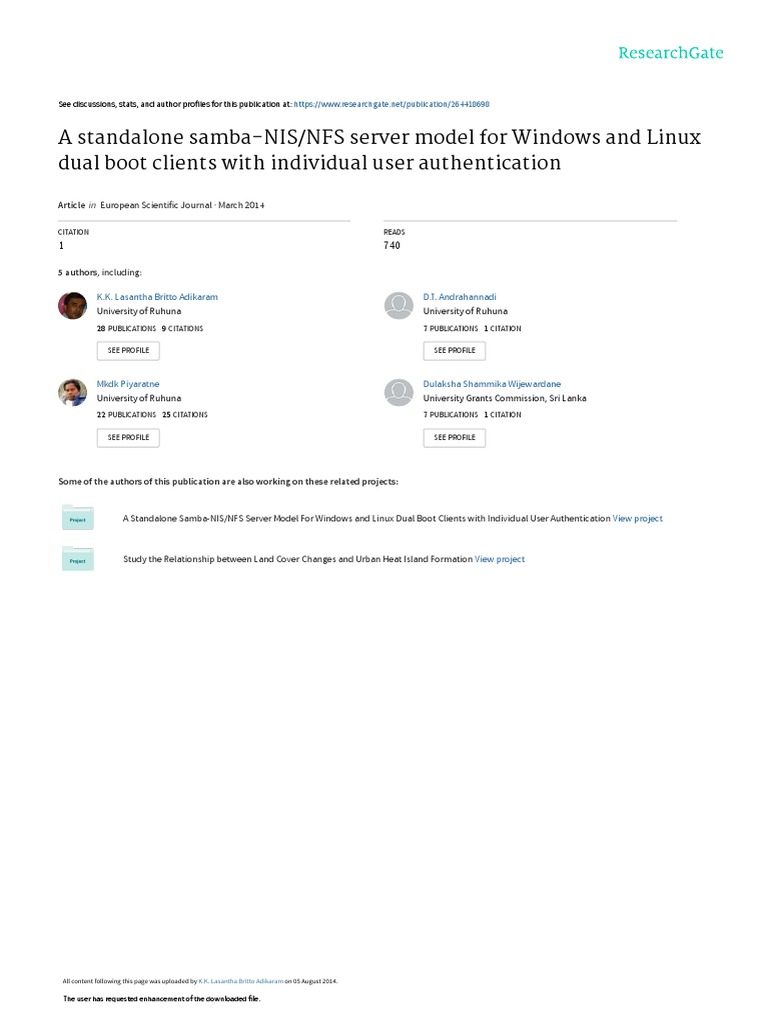 A Standalone samba-NIS/NFS Server Model For Windows and Linux Dual Boot Clients With Individual ...
