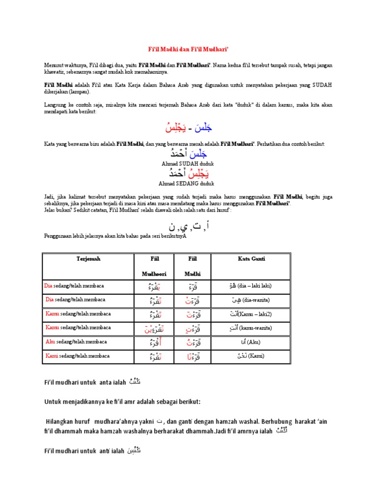 Fiil Madhi Dan Fiil Mudhari | PDF