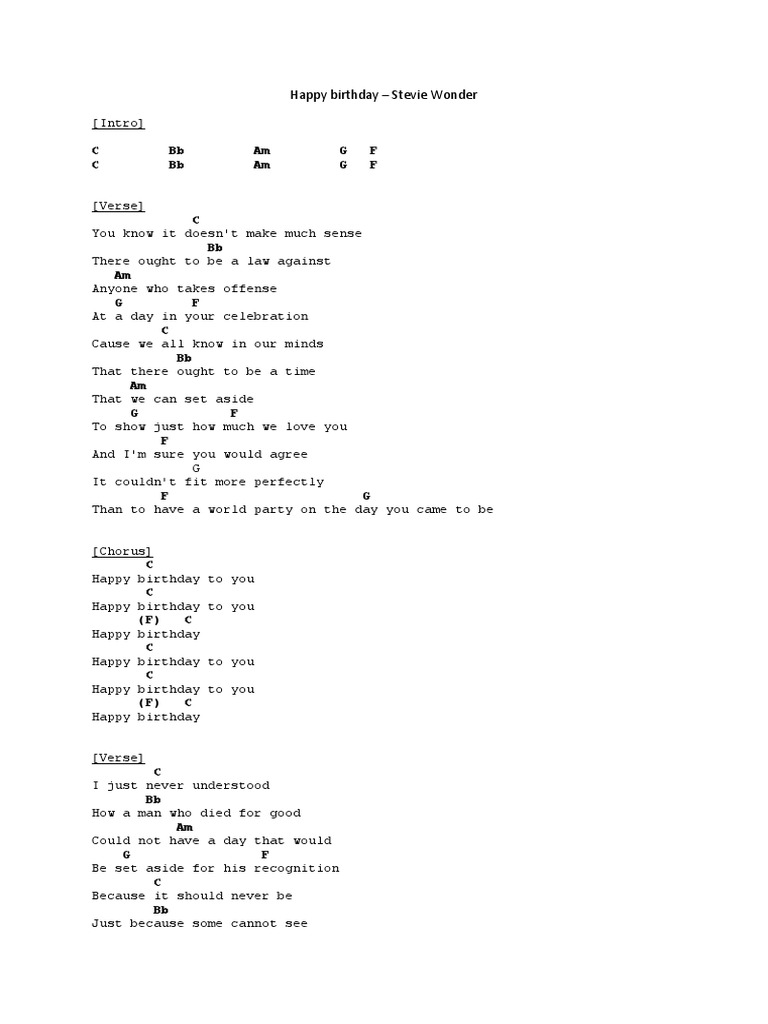 Stevie Wonder's Happy Birthday Lyrics | PDF | Song Structure