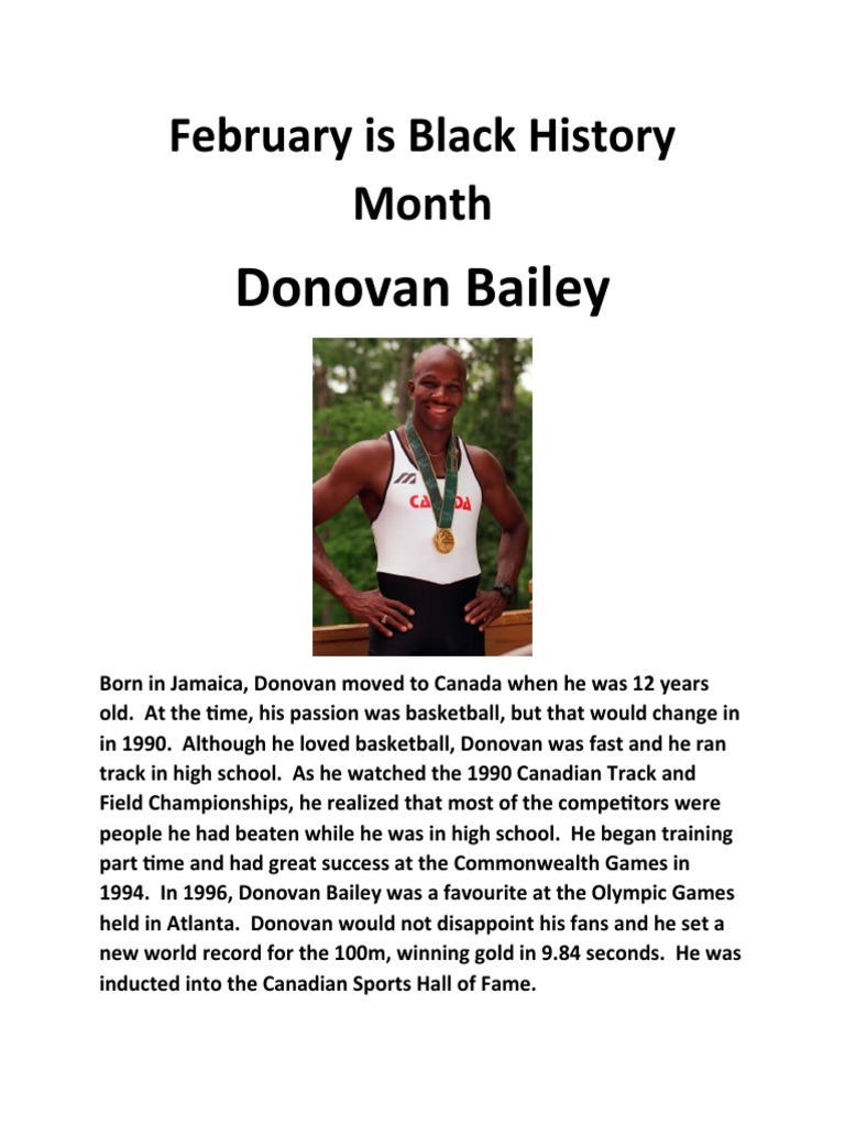 Black History Month - Donovan Bailey | PDF