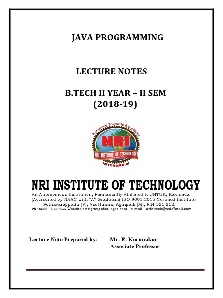 JAVA PROGRAMMING Notes | PDF | Programming | Constructor (Object ...