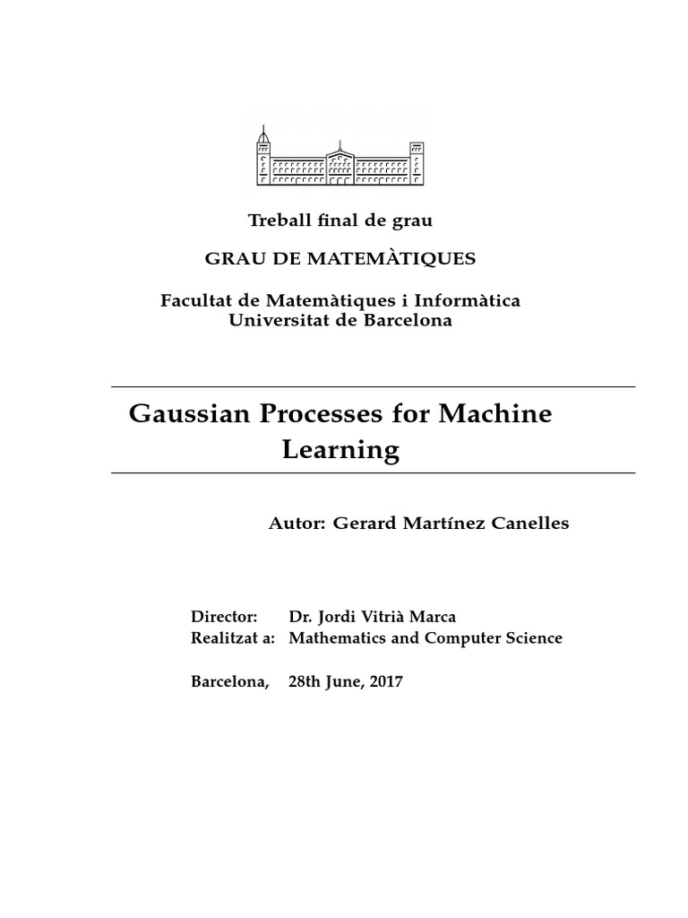 Gaussian Processes For Machine Pdf Covariance Matrix Regression Analysis