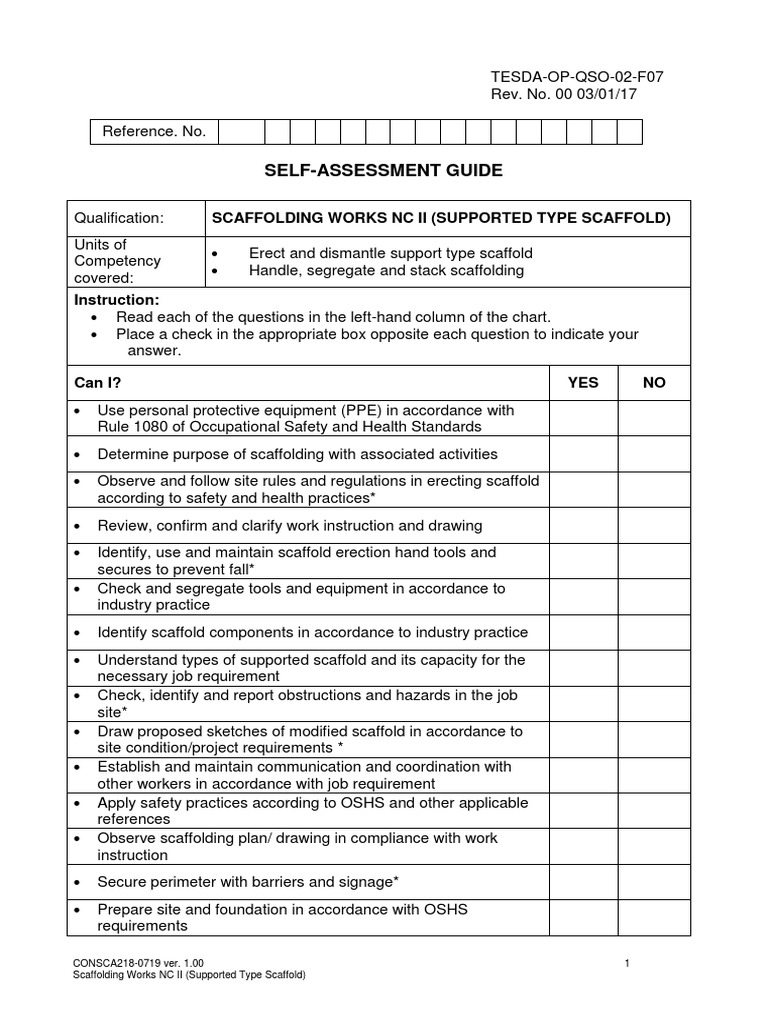 Assessing Competency in Erecting and Dismantling Supported Type ...