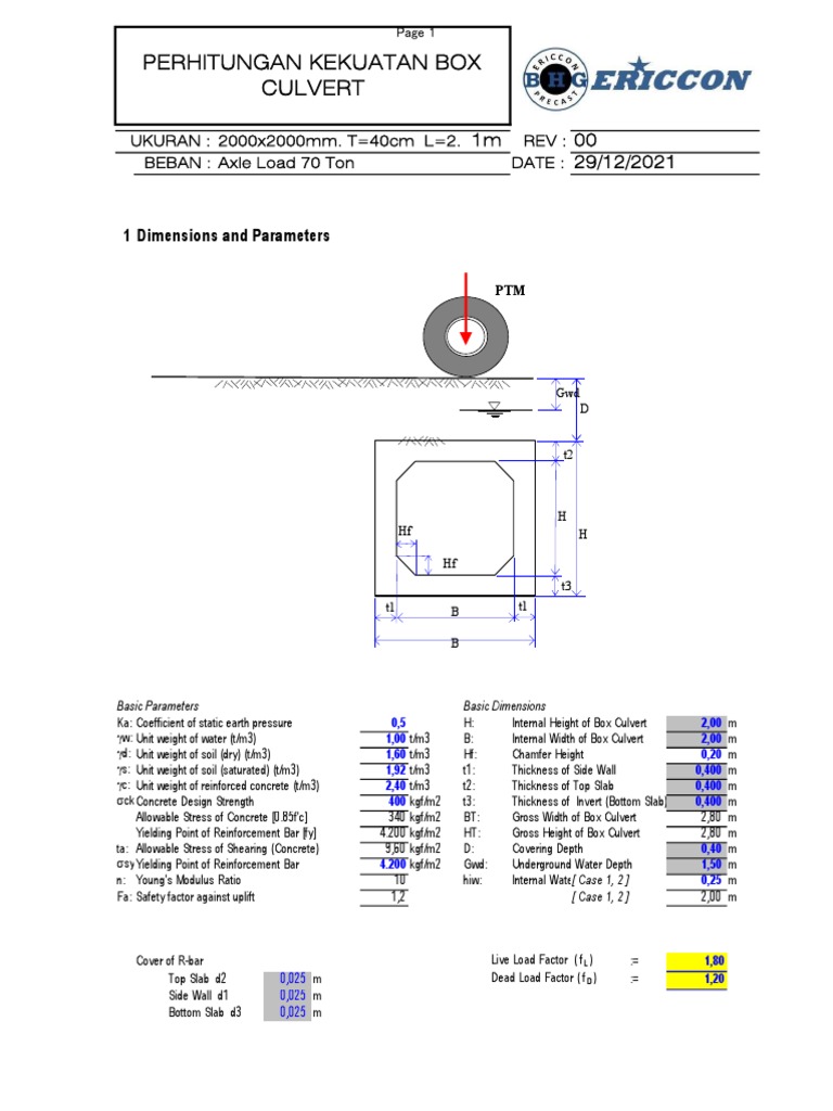 Box Culvert Strength Calculation | PDF | Bending | Classical Mechanics
