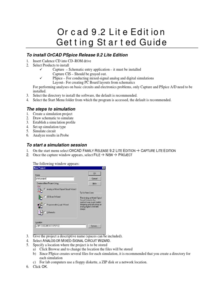Orcad 9.2 Lite Edition Getting Started Guide | PDF | System Software ...