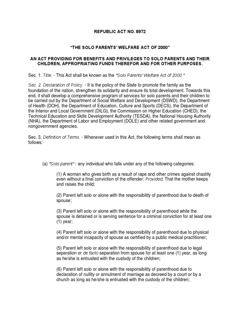 Ra 8972 | PDF | Welfare | Employment