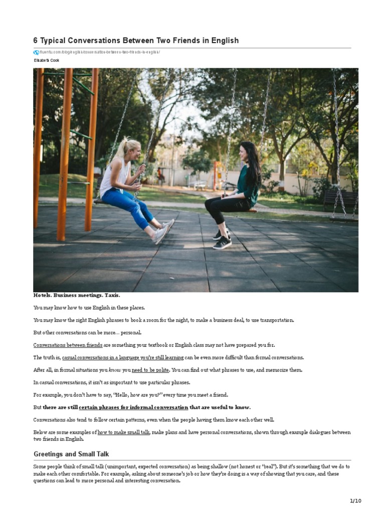 Conversation Between Two Friends in English | PDF | Conversation ...