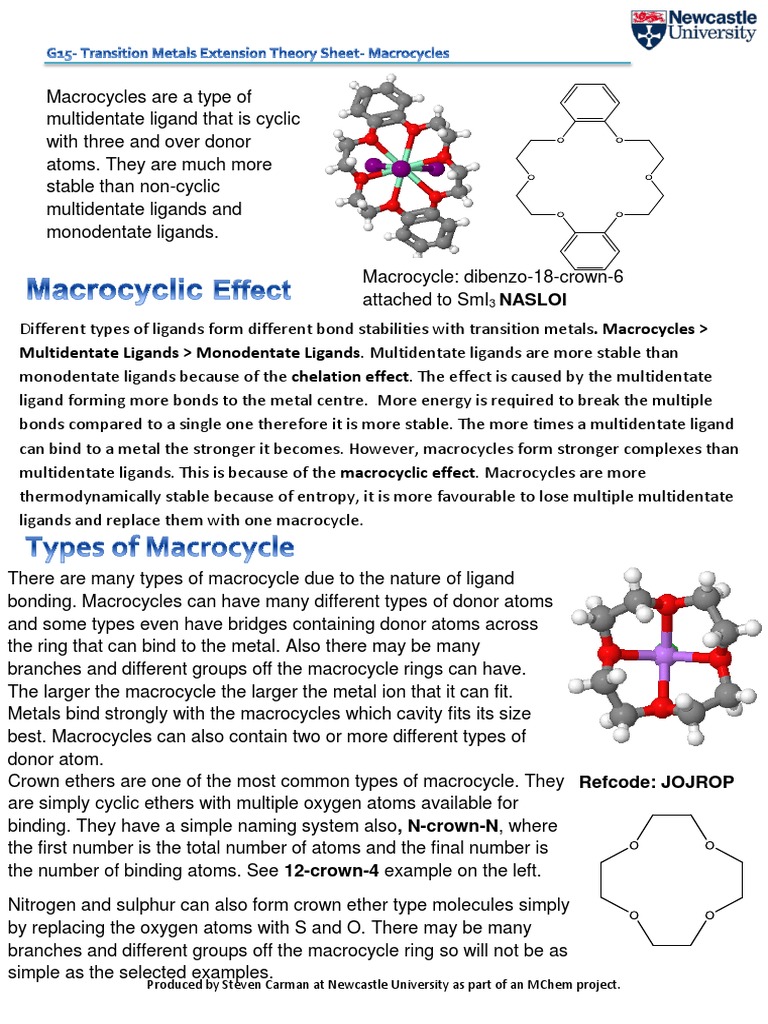 Chemistry Students: Macrocycles Explained | PDF | Ligand | Coordination ...