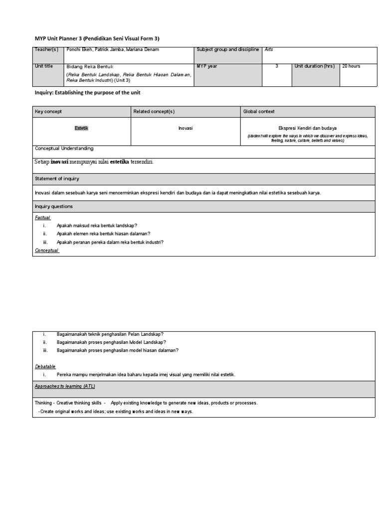 MYP Unit Planner 3 | PDF