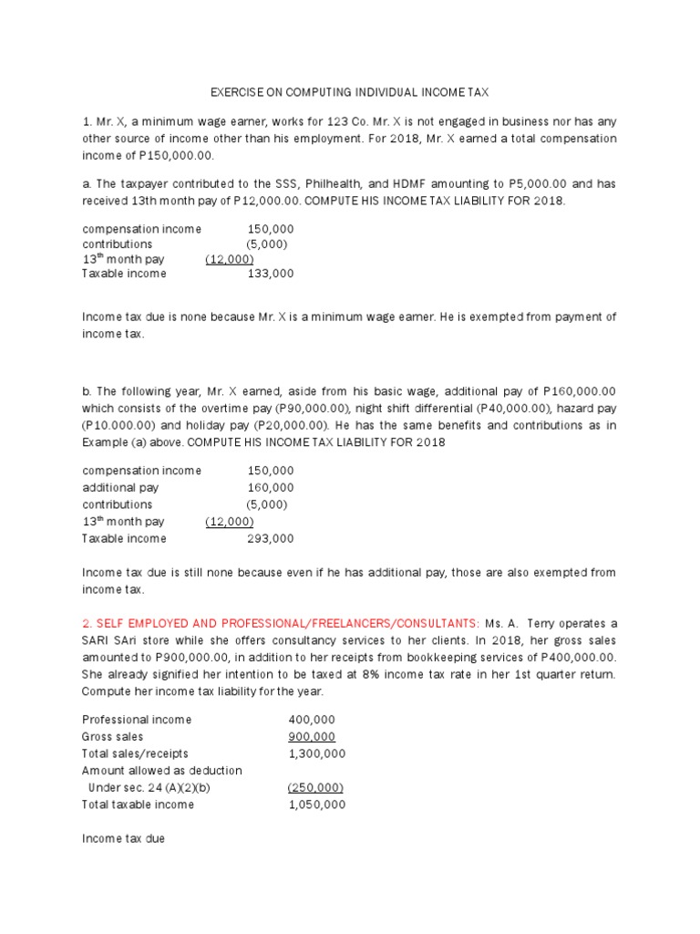 Sample Tax ComputationEX | Download Free PDF | Income Tax | Taxes