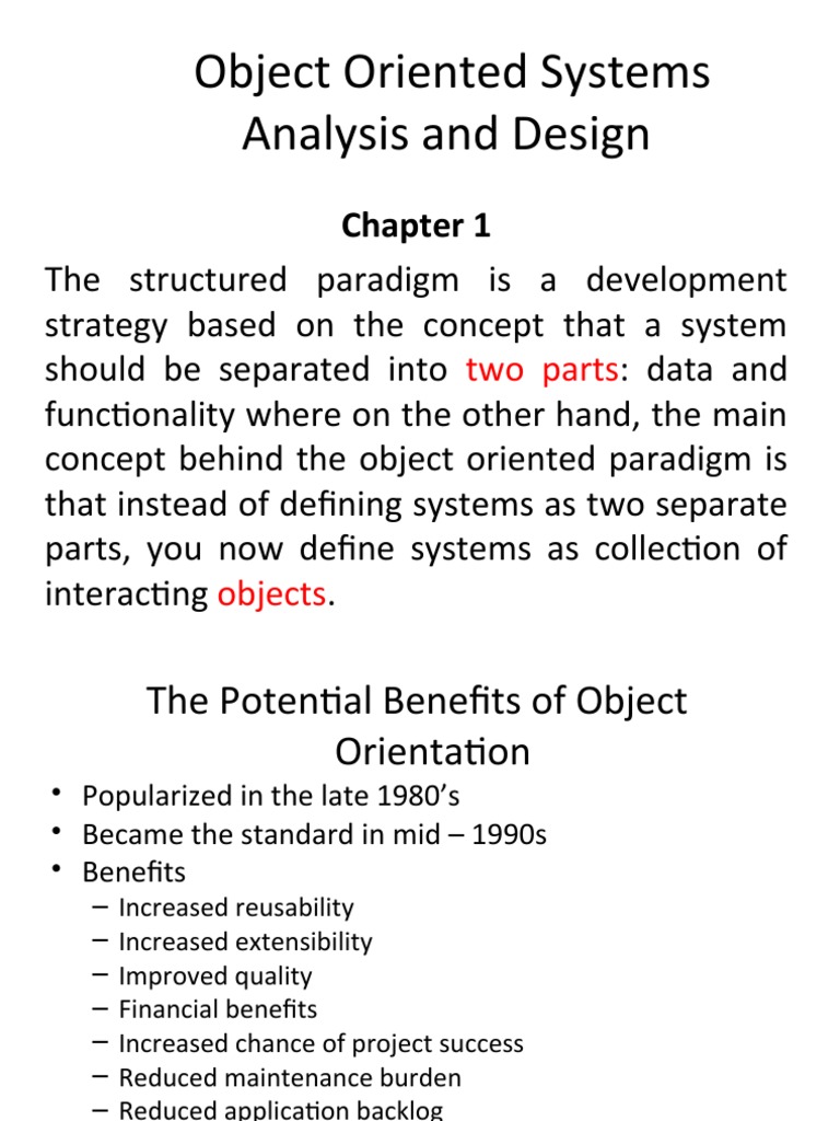 Object Oriented Systems Analysis And Design Two Parts Pdf Object Computer Science