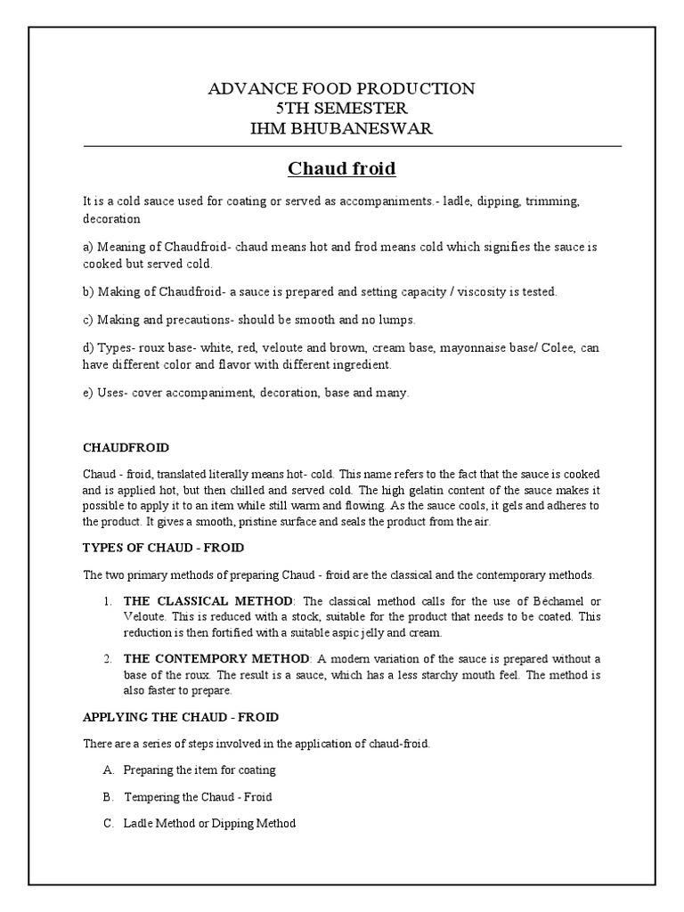 UNIT-2, 8-Chaudfroid | PDF | Foods | Food Ingredients
