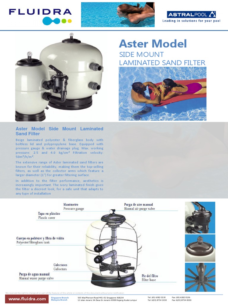 Aster Sand Filter Specs | PDF | Filtration | Manufactured Goods